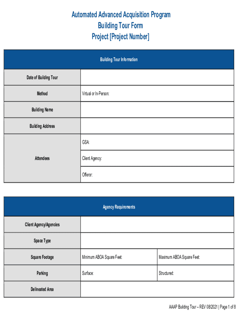 Fillable Online Automated Advanced Acquisition Program Building Tour ...