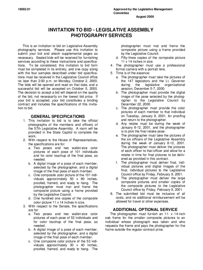 Fillable Online Word Pro - 1939201. Invitation To Bid - Legislative ...