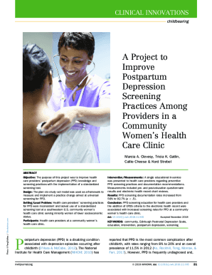 Fillable Online schealthviz sc A Project to Improve Postpartum ...