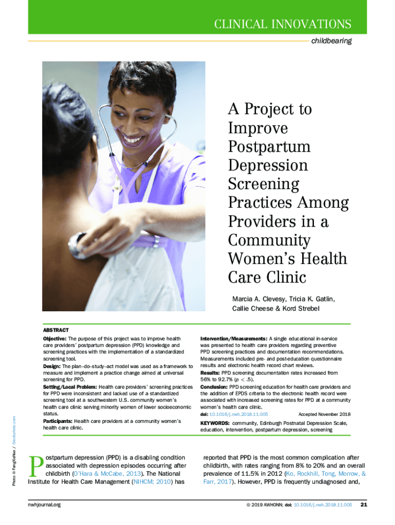 Fillable Online schealthviz sc A Project to Improve Postpartum ...