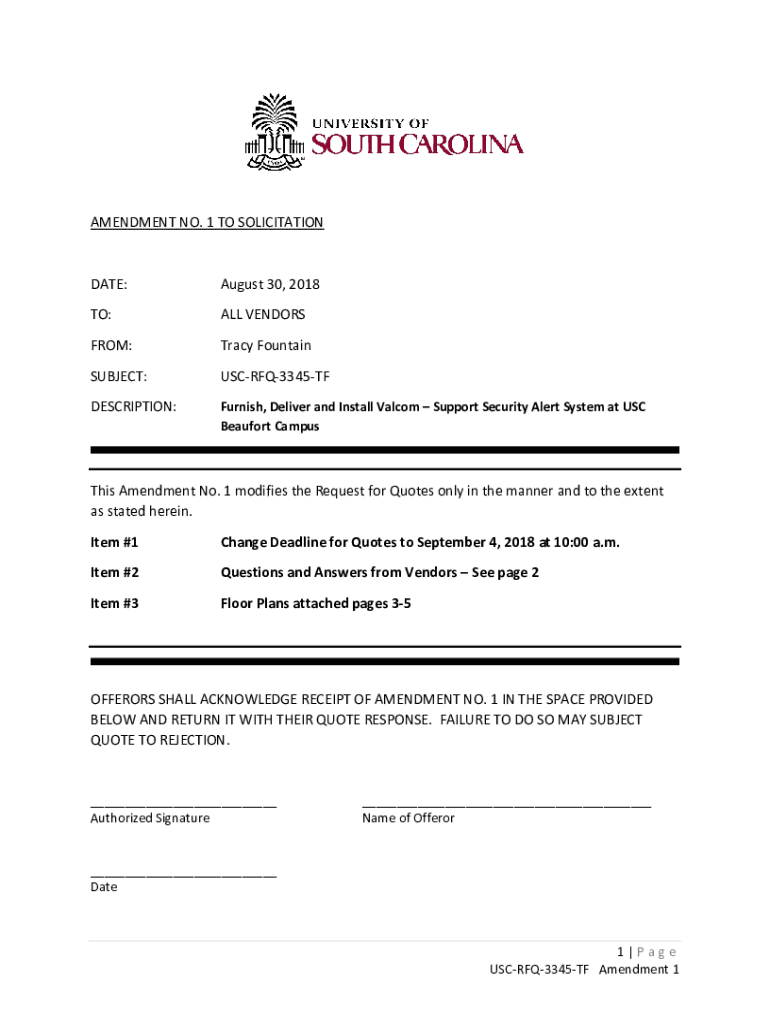Fillable Online VENDORS FROM: Tracy Fountain SUBJECT: USC-RFQ-3345 ...