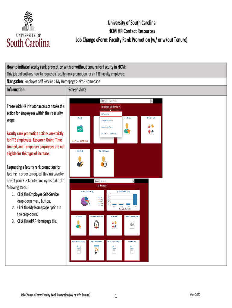 Fillable Online gradschool.sc.eduaboutofficesanddivisionsJob Aid: Job ...
