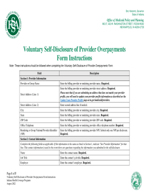 Fillable Online Voluntary Self-Disclosure of Provider Overpayments Form ...