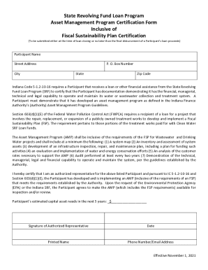 Fillable Online State Revolving Fund Loan Program Asset Management ...