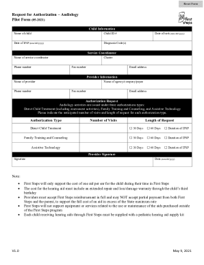 Fillable Online Request for authorization - audiology pilot form - IN ...
