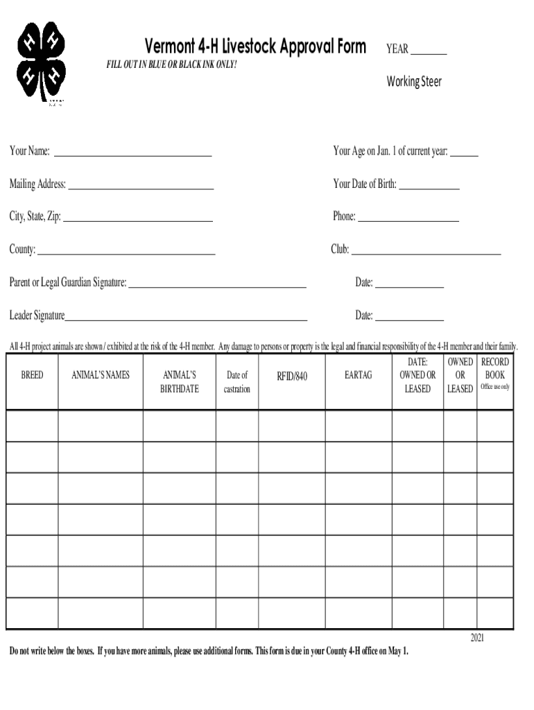 Fillable Online University of Vermont Extension 4-H Shooting Sports ...