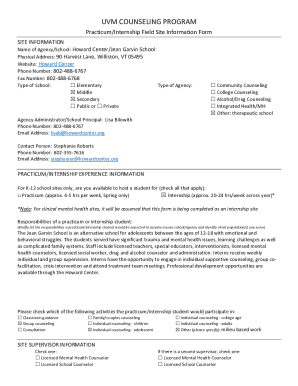 Fillable Online Jean Garvin School Internship Form Fax Email Print - pdfFiller