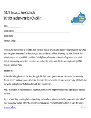 Fillable Online chfs ky 100% Tobacco Free Schools District ...