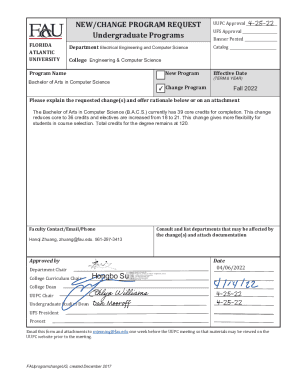 Fillable Online Program Change-BACS-(Credits) with justification.pdf Fax Email Print - pdfFiller