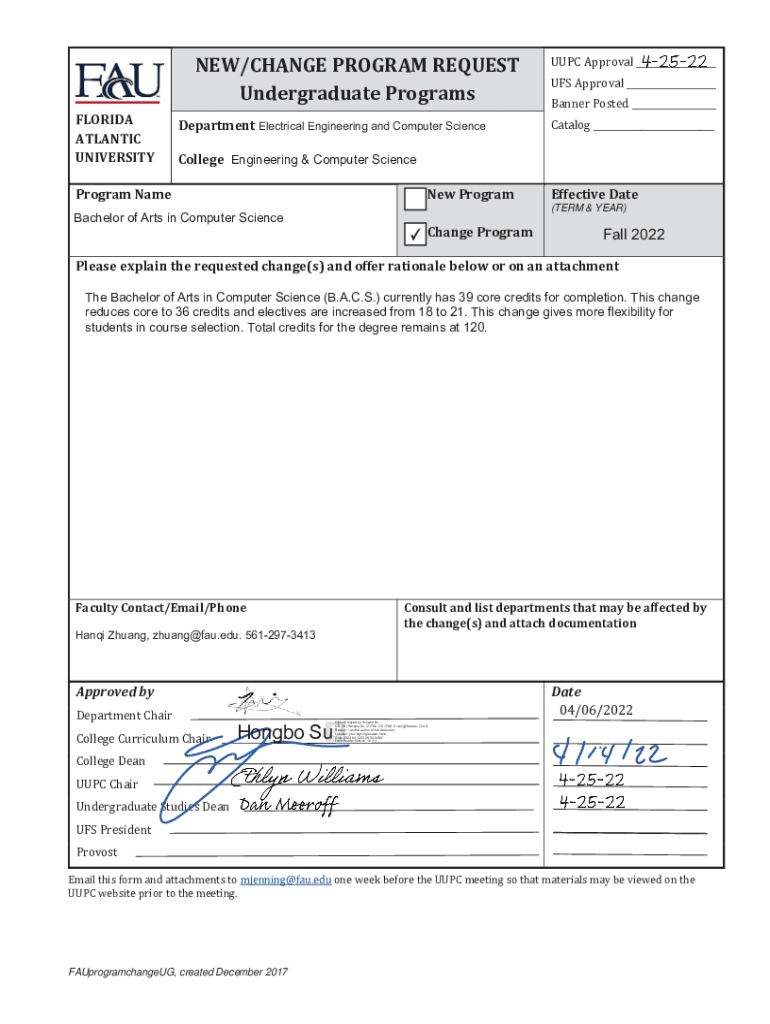 Fillable Online Program Change-BACS-(Credits) with justification.pdf Fax Email Print - pdfFiller