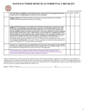 Fillable Online MANUFACTURED HOME PLAN SUBMITTAL CHECKLIST Fax Email ...