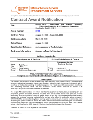 Fillable Online Contract Award Notification - NY.gov Fax Email Print ...