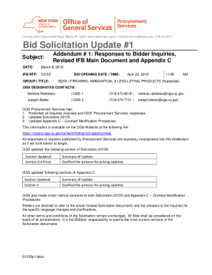 Fillable Online Bid Solicitation Update #1 - Subject: Addendum # 1 Fax ...