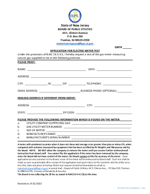 Fillable Online Meter test request. Gas Fax Email Print - pdfFiller