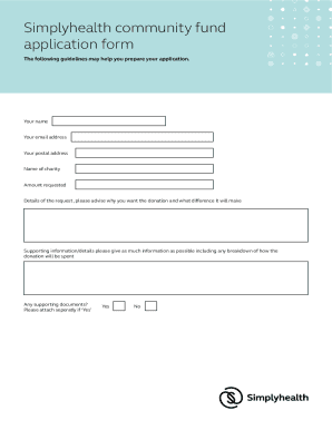 Fillable Online Simplyhealth community fund application form Fax Email ...