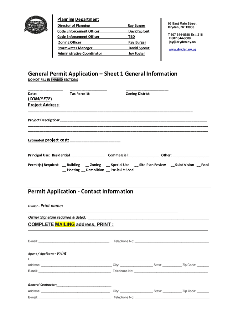 Fillable Online Sheet 1 General Information Permit Application Fax Email Print - pdfFiller