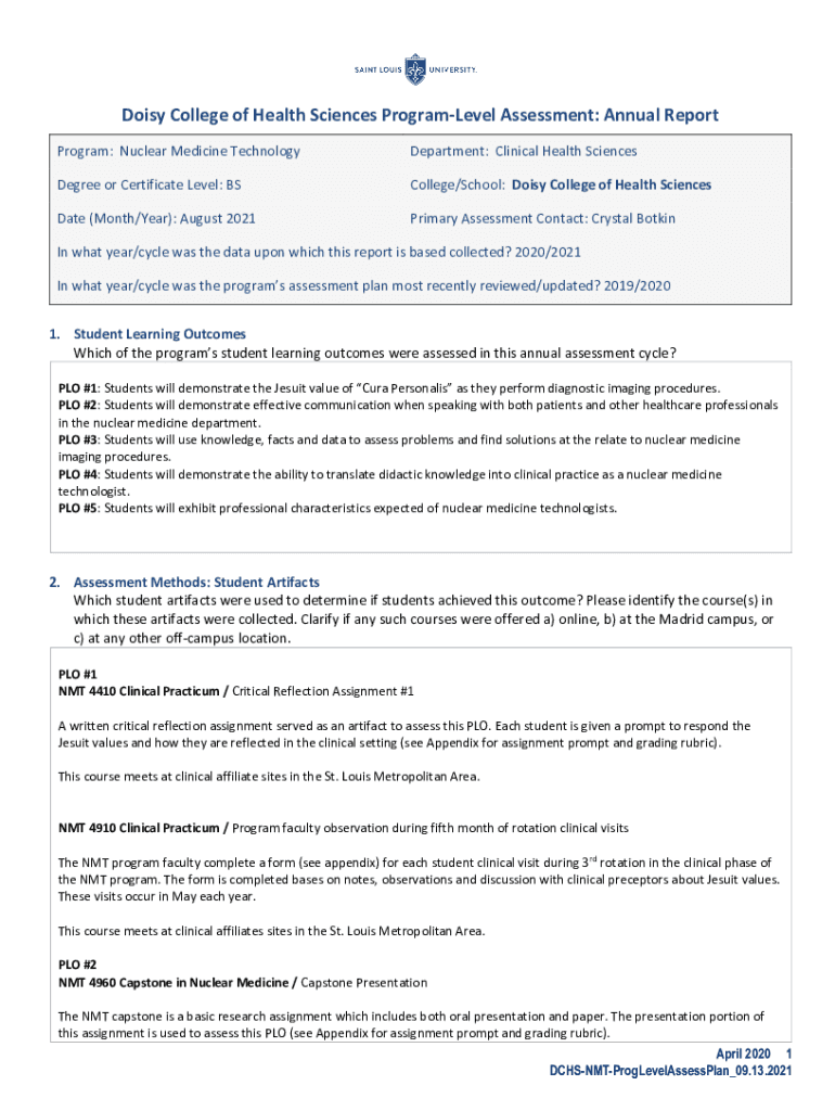 Fillable Online Doisy College of Health Sciences Program-Level ...