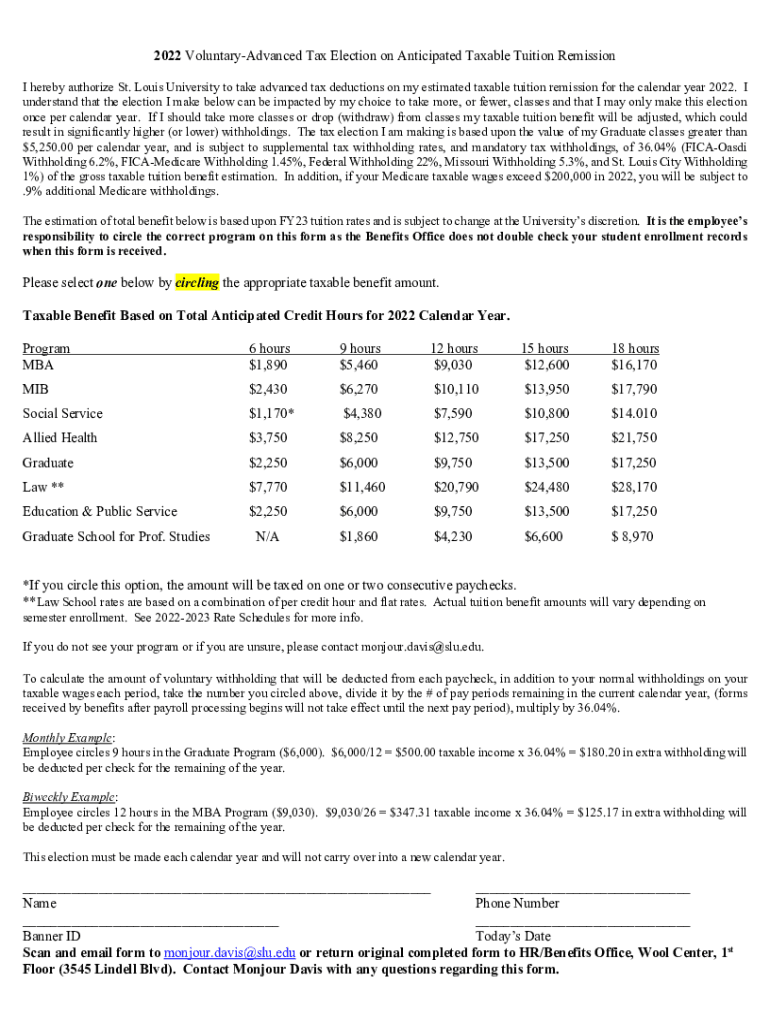 Fillable Online 2022-tuition-remission-voluntary-tax-election-form.pdf ...