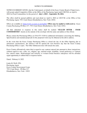 Fillable Online NOTICE TO OFFERERS NOTICE IS HEREBY GIVEN, that the ... Fax Email Print - pdfFiller