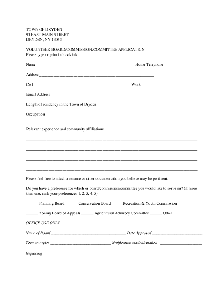 Fillable Online Volunteer-Board-Application-Revised.pdf - Town of Dryden Fax Email Print - pdfFiller