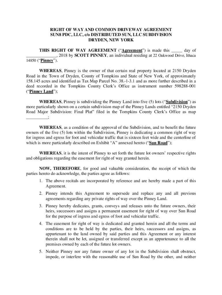 Fillable Online right of way and common driveway agreement - Town of ...