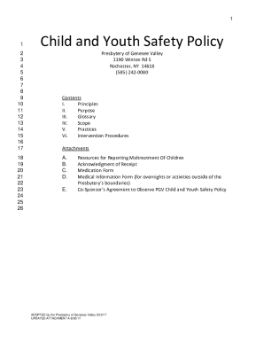 Fillable Online Child and Youth Safety Policy - My Worship Times ...