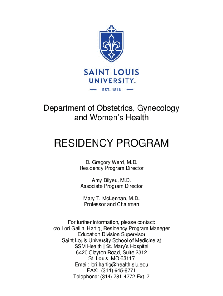 Fillable Online RESIDENCY PROGRAM - slu.edu Fax Email Print - pdfFiller