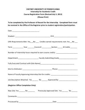 Fillable Online Internship for Academic Credit Course Registration Form ... Fax Email Print ...