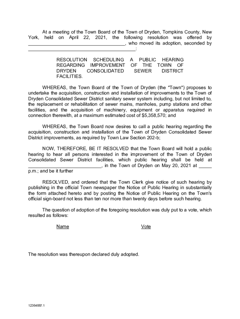 Fillable Online Resolution No - Town of Dryden Fax Email Print - pdfFiller