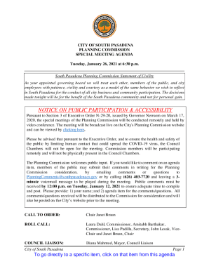 Fillable Online www.cityofpasadena.netcommissionsplanningPlanning Commission Past Agendas - City ...