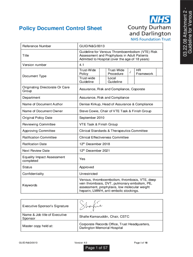 Fillable Online Policy Document Control Sheet Fax Email Print - pdfFiller