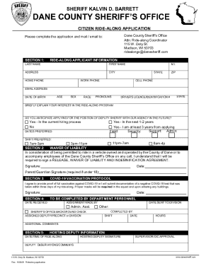 Fillable Online CITIZEN RIDE-ALONG APPLICATION - Dane County Sheriff's Office Fax Email Print ...