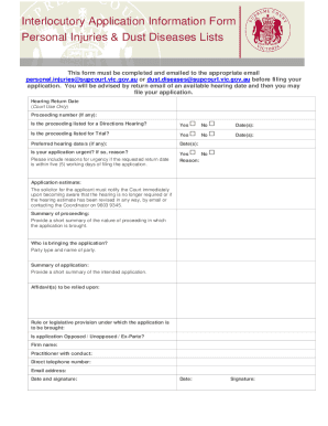 Fillable Online Interlocutory Application Information Form Personal ...