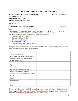 Fillable Online Opt-out form.pdf - The Supreme Court of Victoria Fax ...