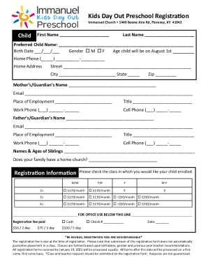 Fillable Online www.facebook.comImmanuel-Kids-Day-Out-PreschoolImmanuel ...