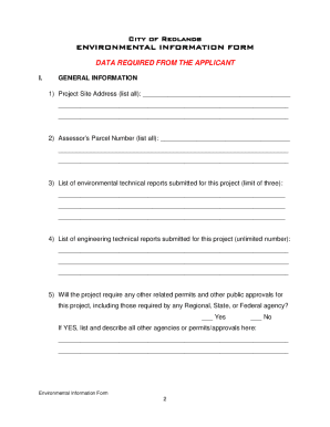 Fillable Online Environmental Information Form. Development Application ...