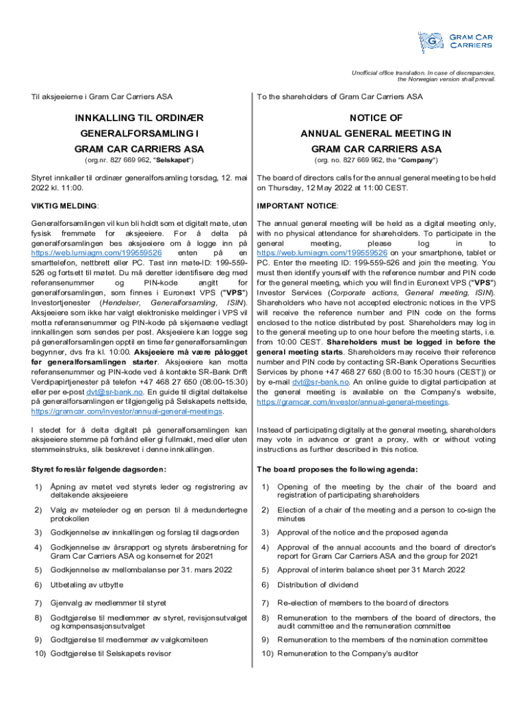 Fillable Online Gram Car Carriers strikes sale and leaseback deal with ...