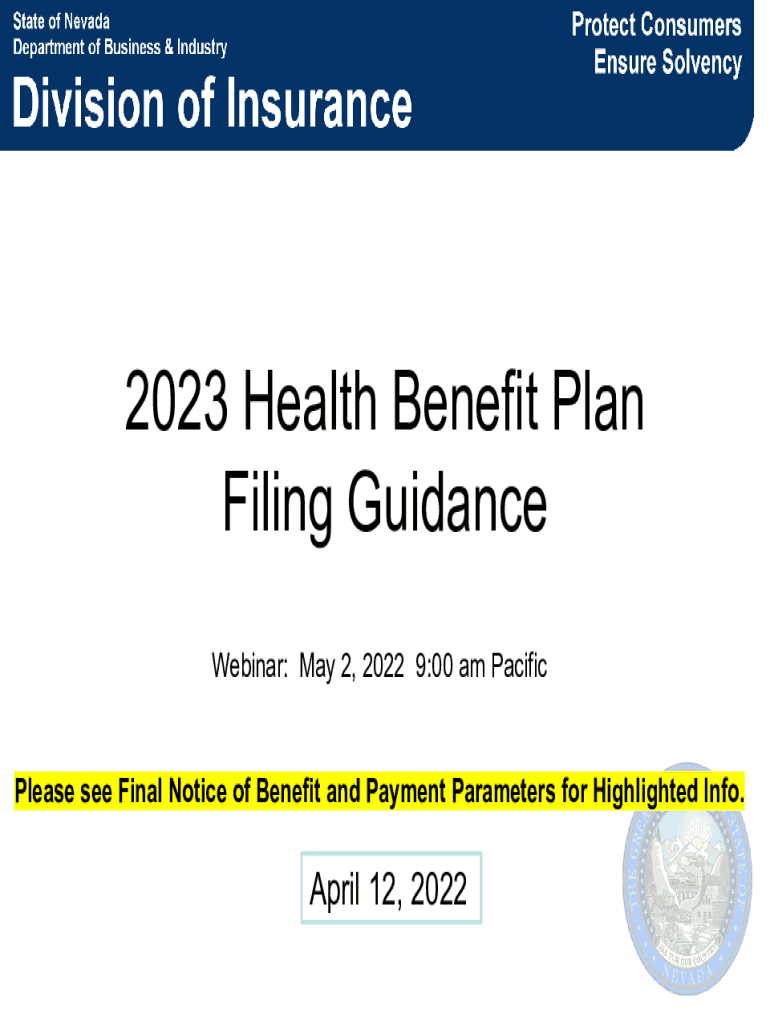 Fillable Online doi nv 2023 Health Benefit Plan Filing Guidance ...