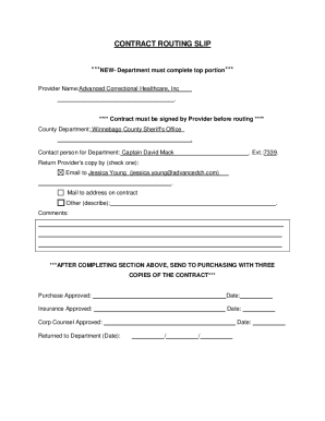 Fillable Online CONTRACT ROUTING SLIP - Winnebago County Fax Email ...