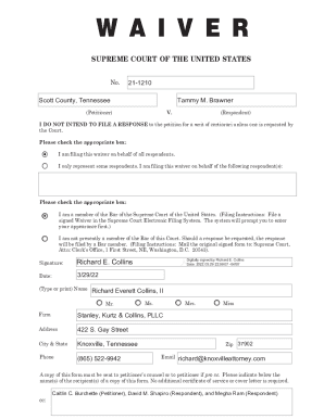 Fillable Online BRAWNER S. CT. WAIVER FORM.pdf Fax Email Print - pdfFiller