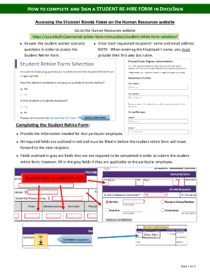 Fillable Online How to complete and Sign a STUDENT RE-HIRE FORM in ...