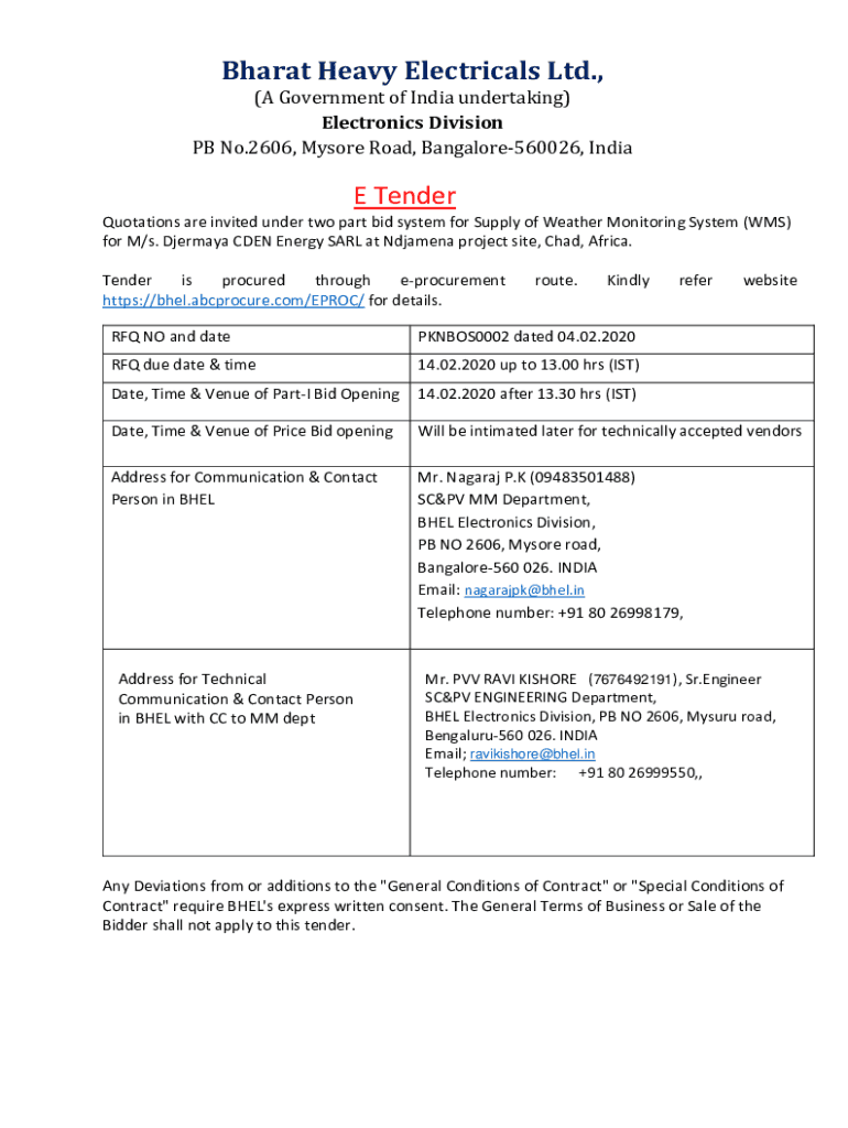 Fillable Online Bharat Heavy Electricals Ltd., (A Government of India undertaking ... Fax Email ...