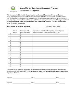 Fillable Online BMR Explanation of Deposits Form Fax Email Print ...