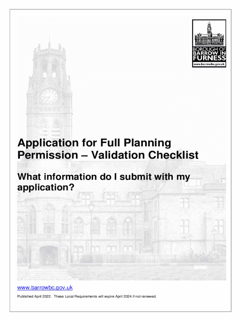 Fillable Online democracy.barrowbc.gov.ukdocumentss2136PermissionValidation Checklist ...