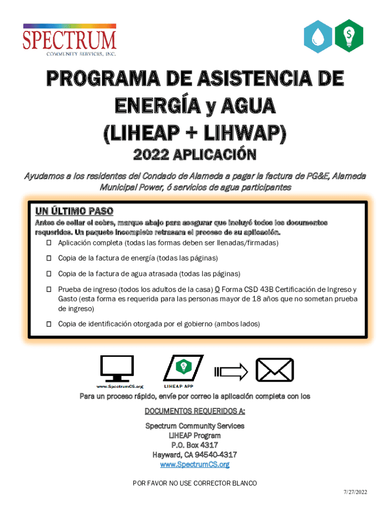 Fillable Online Asistencia para Energa para Hogares de Bajos Recursos (LIHEAP, por sus ... Fax ...