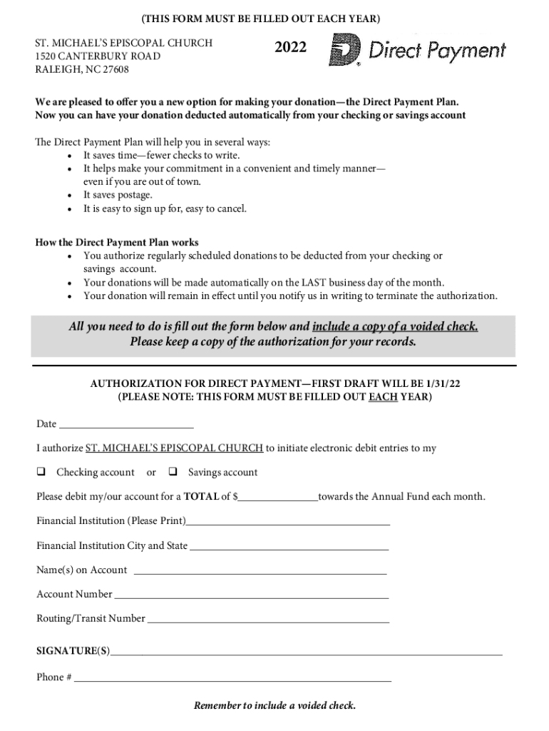 Fillable Online direct debit form for Annual Fund 2022 Fax Email Print ...