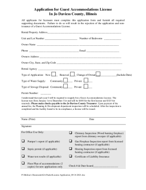 Fillable Online Application for Guest Accommodations License in Jo ...