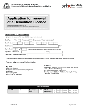 Fillable Online Application for renewal of a Demolition Licence ...