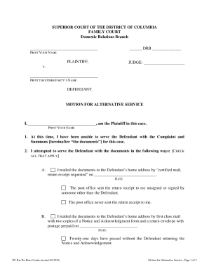 Fillable Online Motion for Alternative Service Fax Email Print - pdfFiller