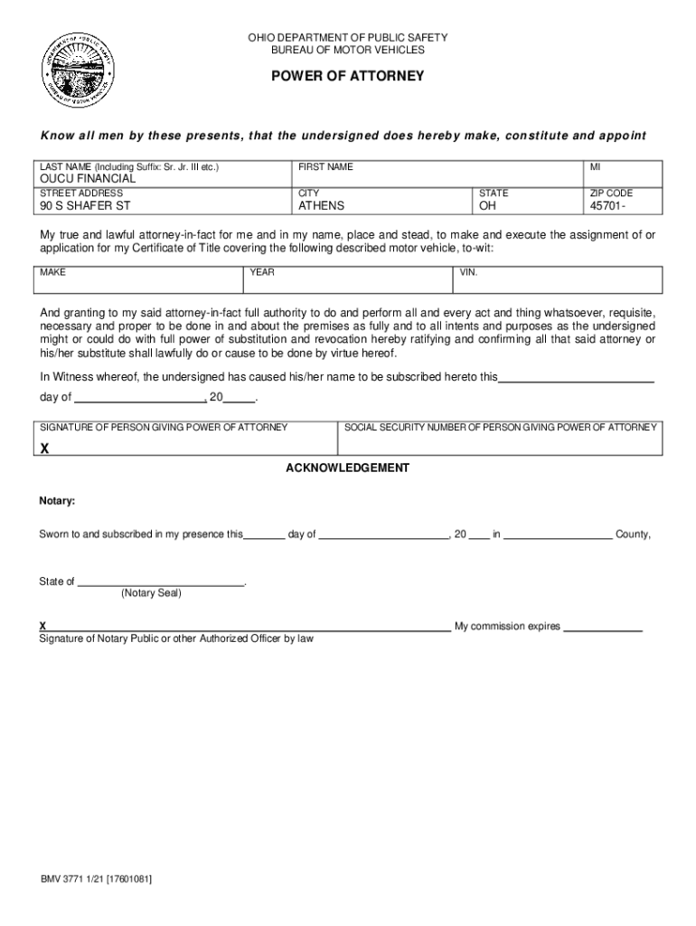 Fillable Online Ohio's BMV: Bureau of Motor VehiclesOHIO DEPARTMENT OF ...